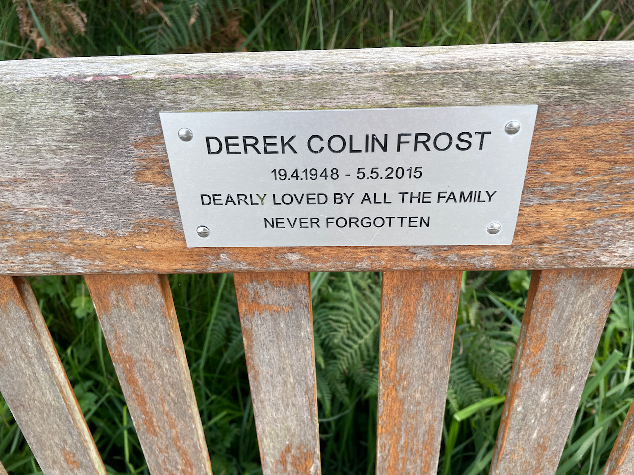 OpenBenches Derek Colin Frost 19.4.1948 - 5.5.2015 Dearly Lov